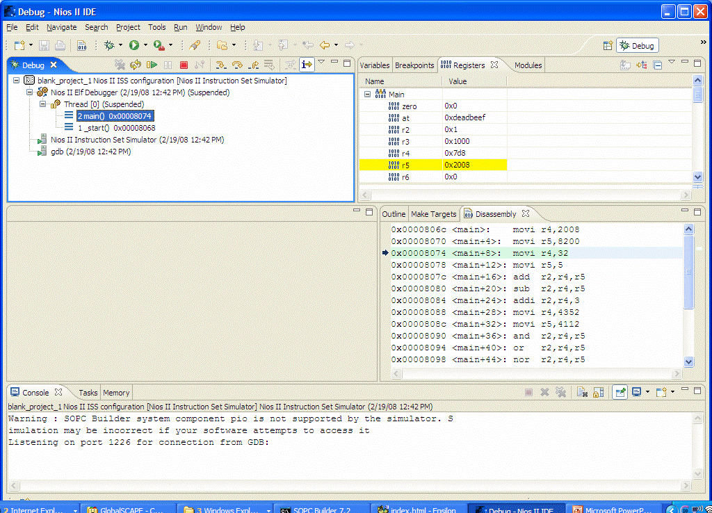 Nios II Assembler/Simulation